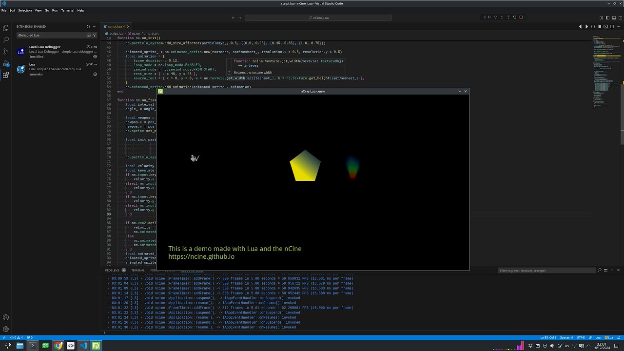 The new Lua development workflow with the nCine