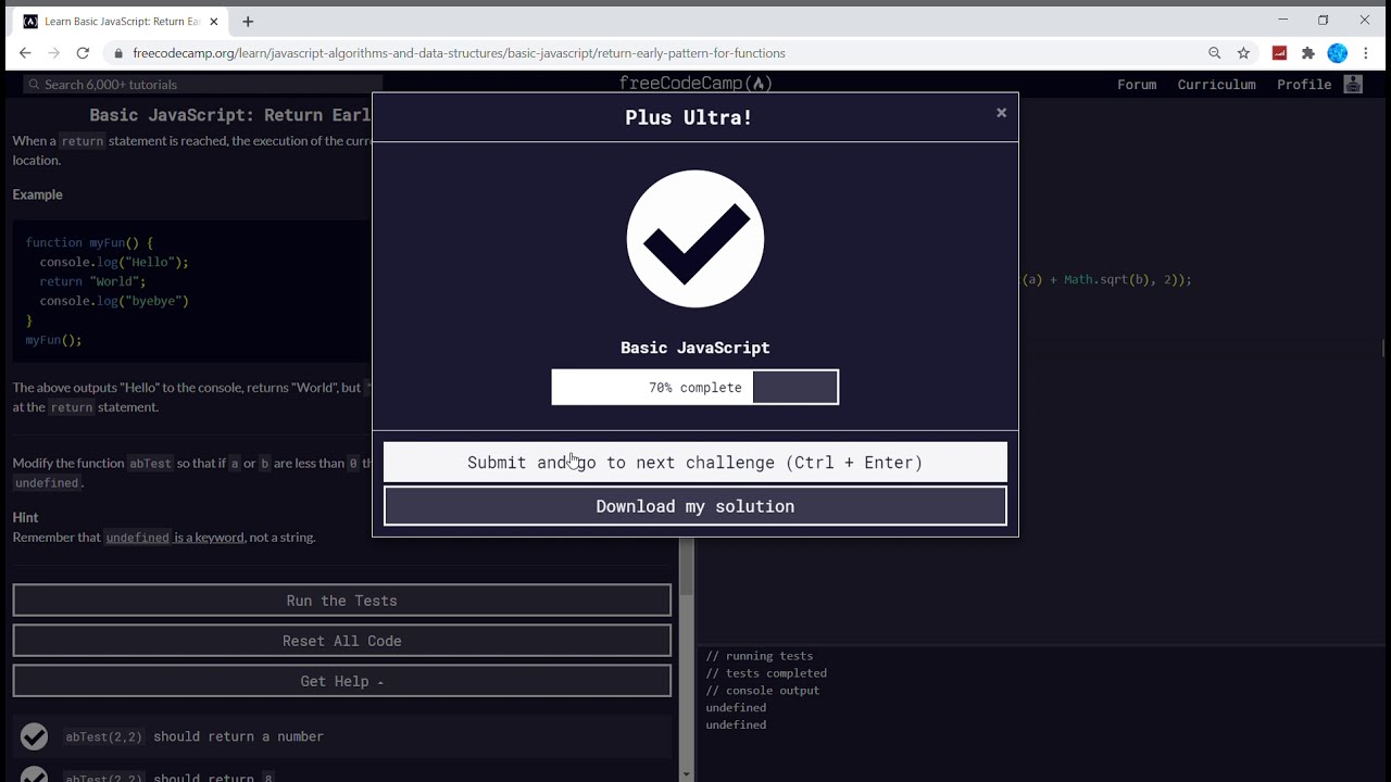 Basic Javascript (79/111) | Return Early Pattern for Functions | freeCodeCamp