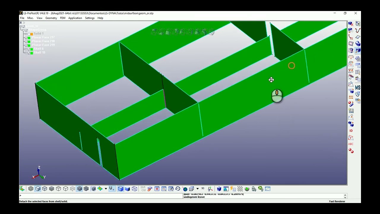 LS DYNA WS14: Mid-surface and geometry preparation for shell meshing