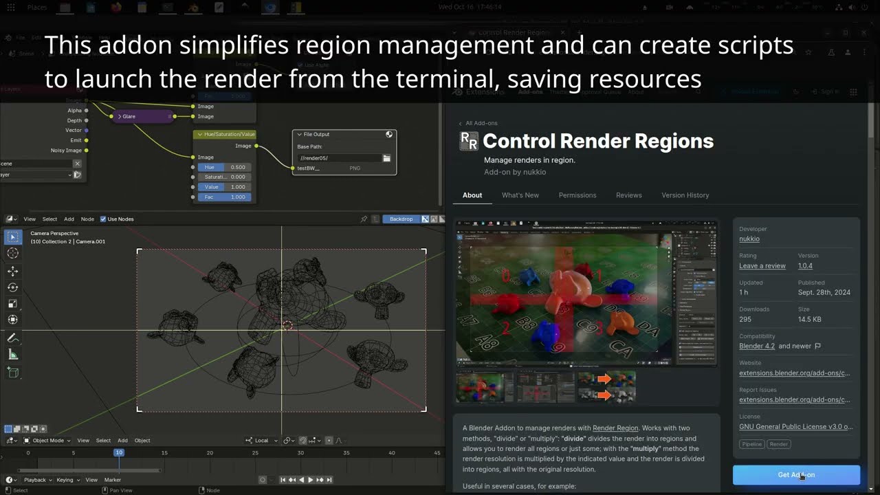 Blender addon Control Render Region - example