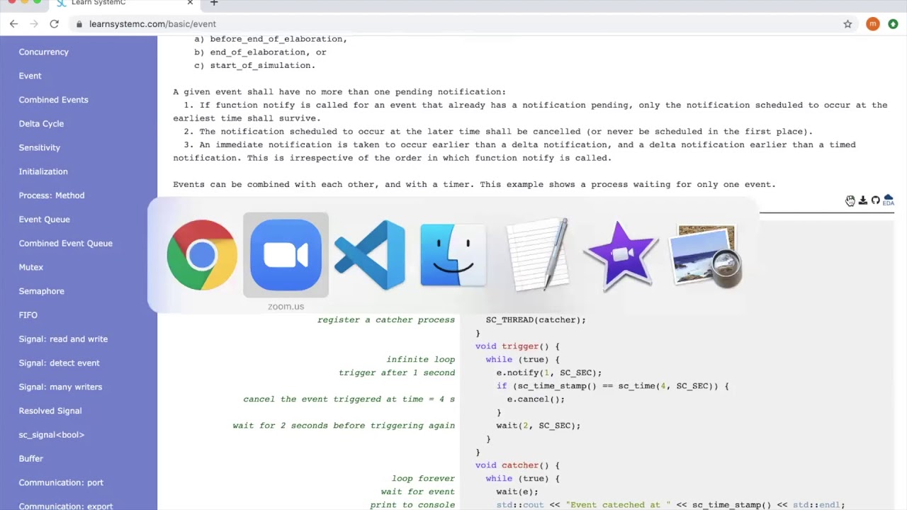 Learn SystemC: event