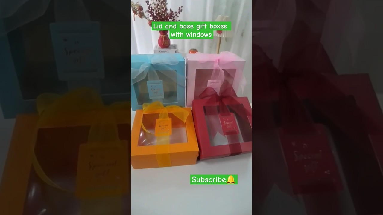 Custom size personalized printed lid and base folding gift box with clear window.