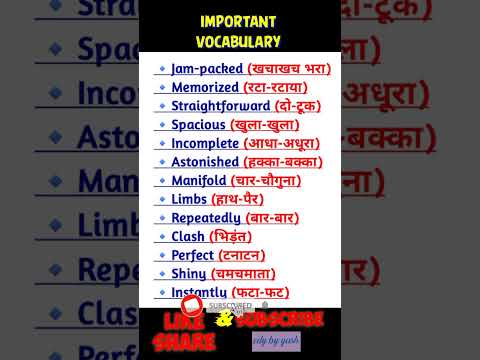 रोज बोले जाने वाले 👍🏻 Basic English Words सीखें🔥 | English Vocabulary | #meaning #viral #shorts