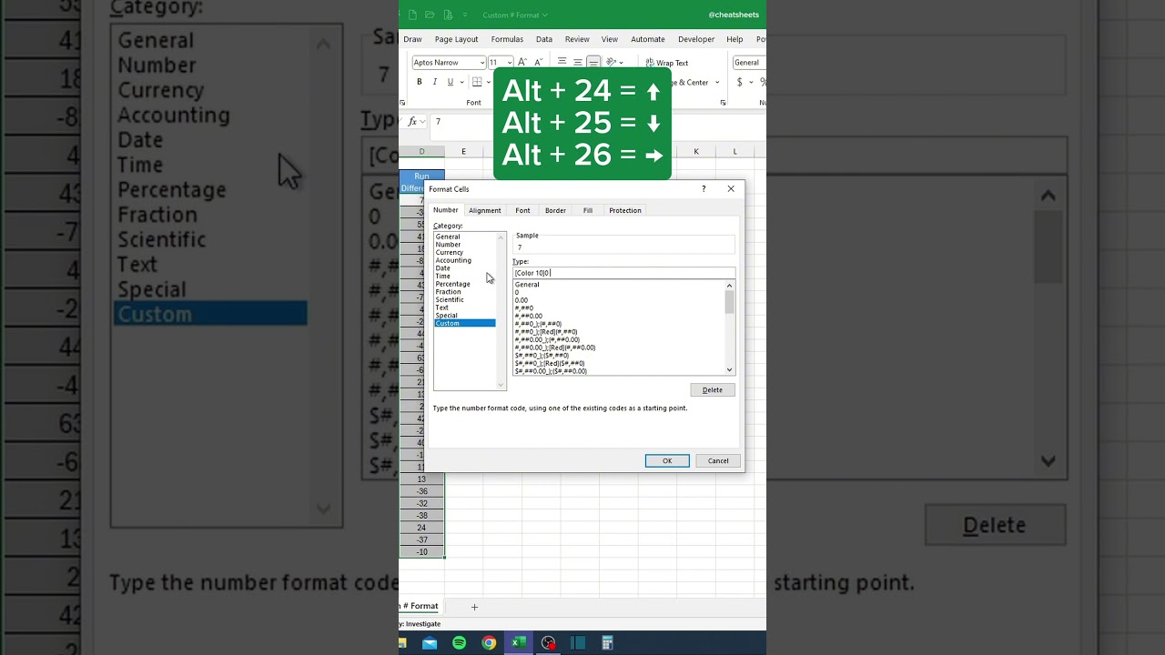 Custom # Formats in Excel‼️ #cheatsheets #excel #googlesheets