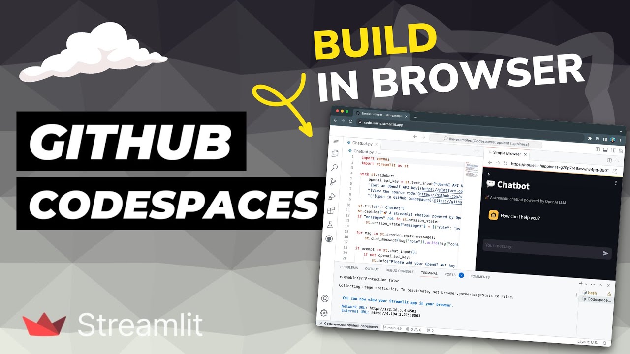 Build Streamlit apps in your browser with GitHub Codespaces