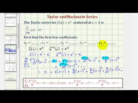 Ex: Find the Taylor Series of e^x | Math Help from Arithmetic through ...