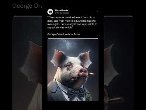 The creatures outside looked from pig to man, and from man to pig, and from pig to man again #book