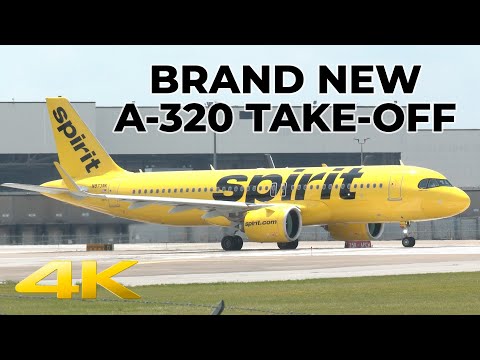 Brand New Airbus A-320 Takeoff from Louisville Airport (SDF) 4K
