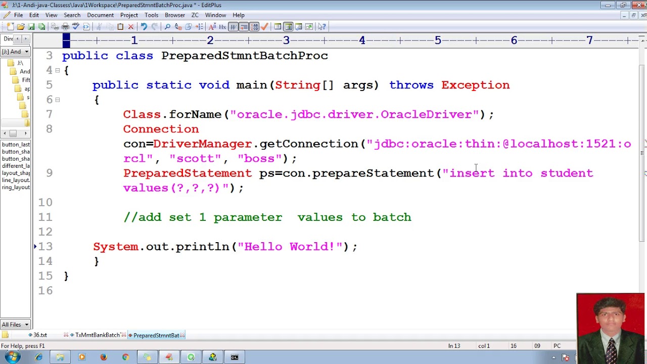 77 Advanced Java Tutorial | JDBC | Batch processing with PreparedStatement | adv java