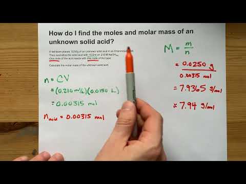 How do I find the moles and molar mass of an unknown solid acid?
