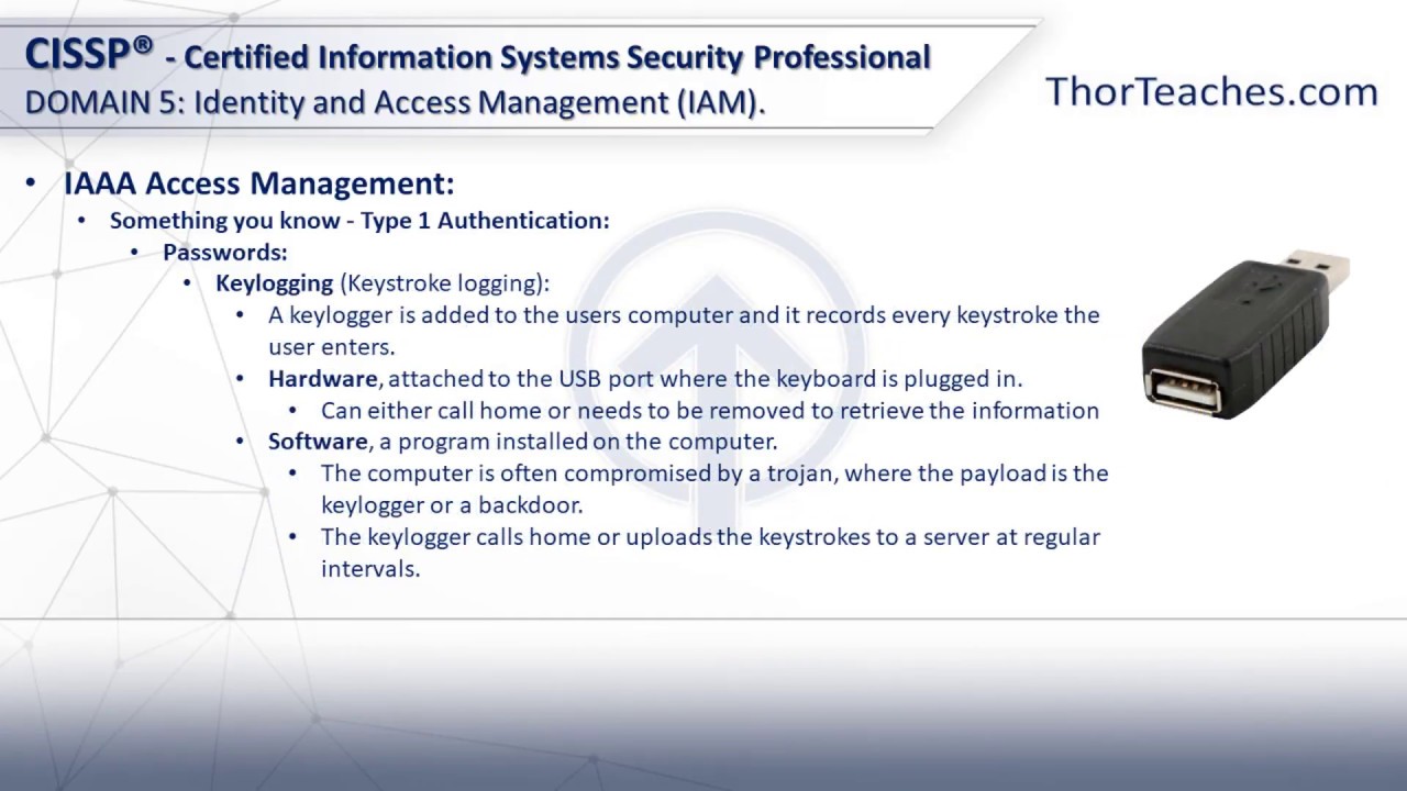 Cissp Domain 5 Type 1 Authentication Thorteaches Cissp Cism And Pmp Training