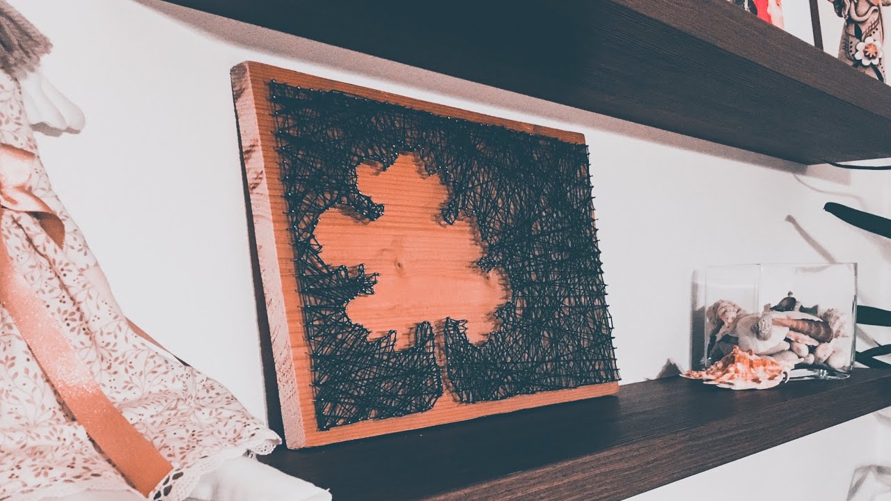DIY - STRING ART - beautiful gift - WOODEN picture - TREE  - step by step - living room decoration