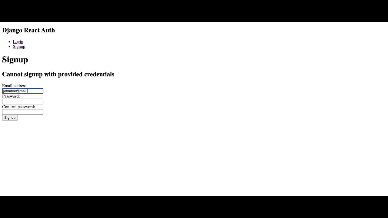 Django React Authentication Demo
