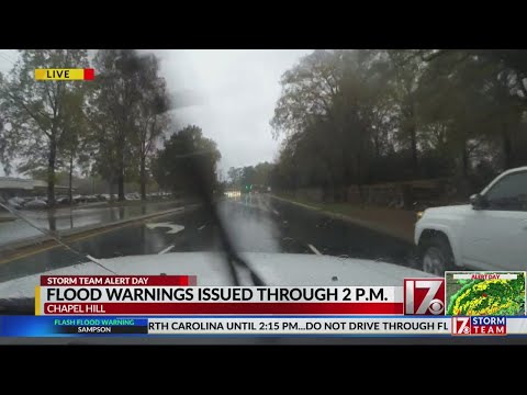 Meteorologist Melissa Le Fevre checks out road conditions in Chapel Hill