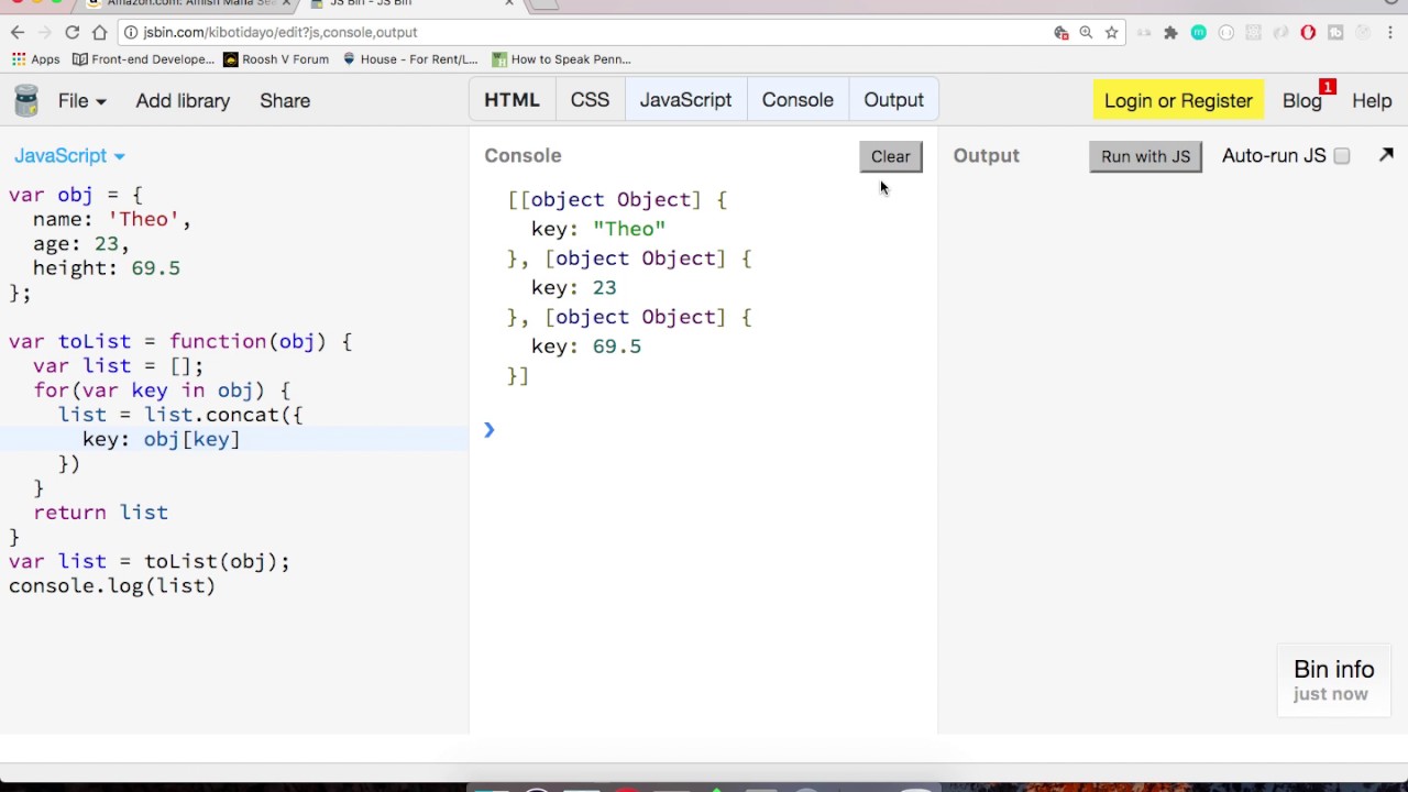 JavaScript Objects Custom To List Function