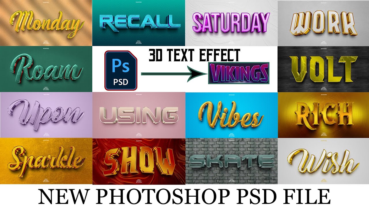 30+ Best Free Text Effects PSD of 2023 3D TEXT EFFECT PHOTOSHOP FREE DOWNLOAD VOL.59 AZHAR DESIGNER