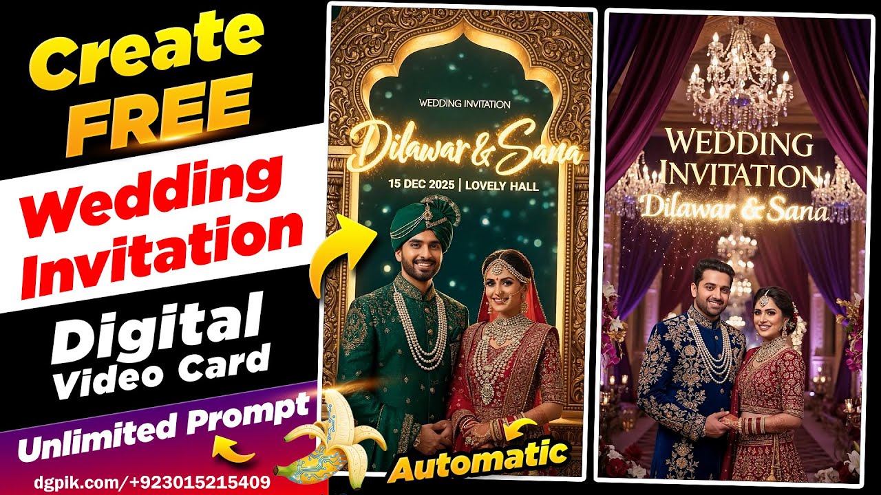 Create FREE 3D Animated Wedding Invitation Card | Digital Video Card Tutorial 2025