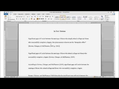 How to use In-Text Citations in APA Formatting
