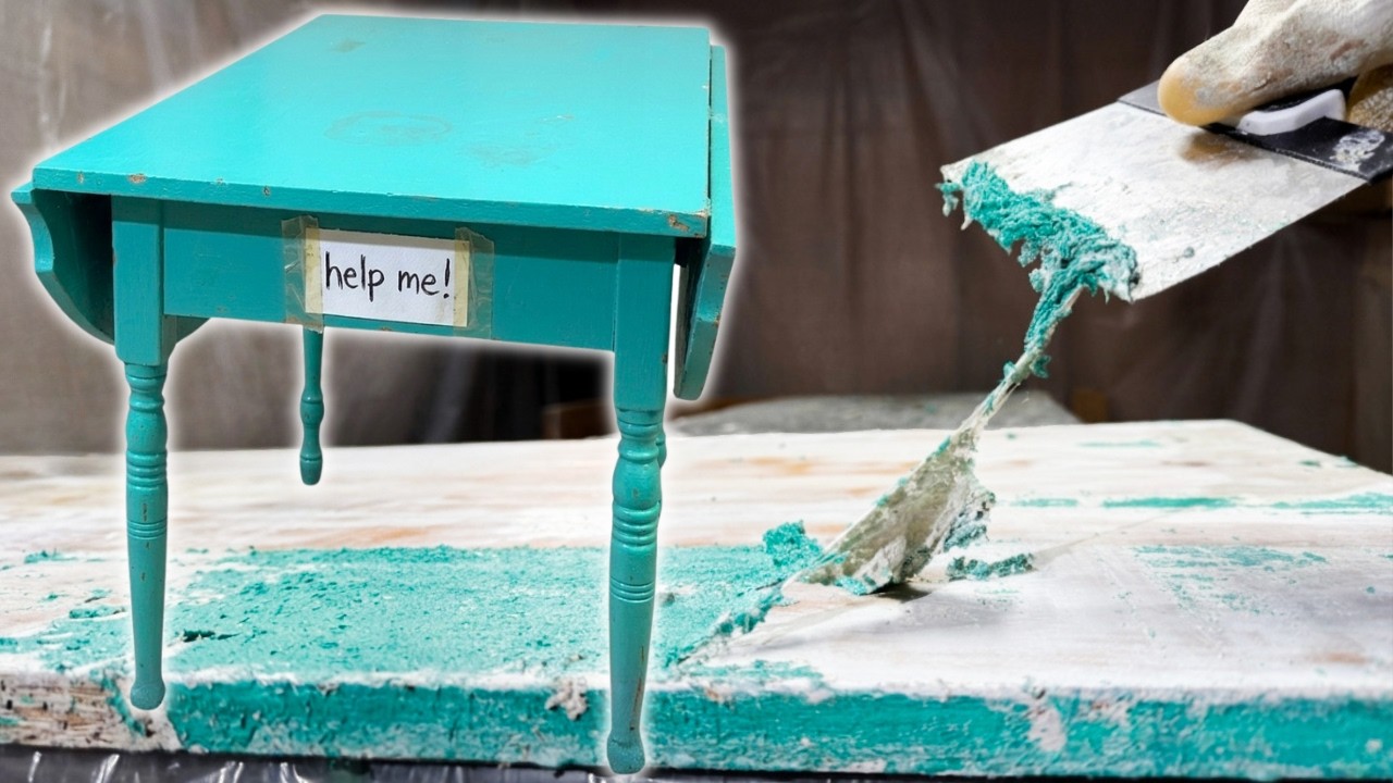 Restoration of a TEAL PAINTED Drop Leaf Table