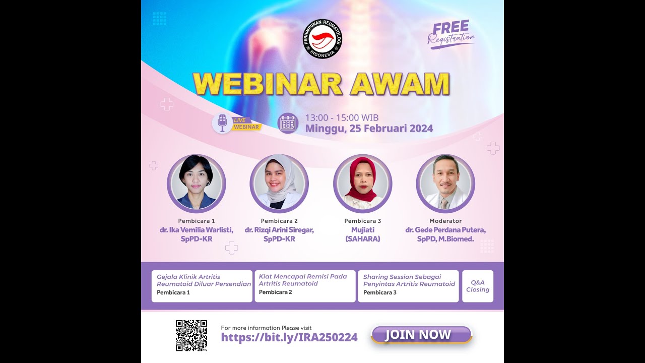 Webinar Awam Rheumatoid Arthritis Awareness Month 2024 - 25 Februari 2024