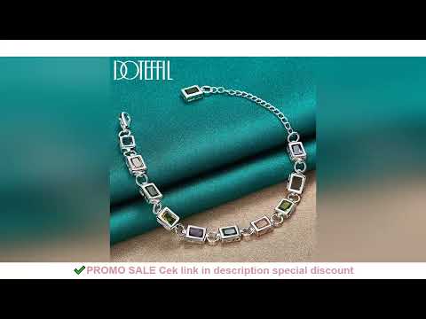 DOTEFFIL 925 Sterling Silver Square inlaid With Multi-color AAA Zircon Bracelet Chain For Woman Enga