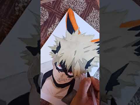Painting Katsuki Bakugo 😡💥 #myheroacademia #bakugo #shorts