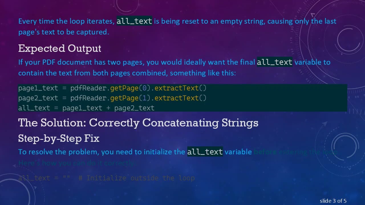 Concatenate Strings in a for Loop for PDF Processing with Python