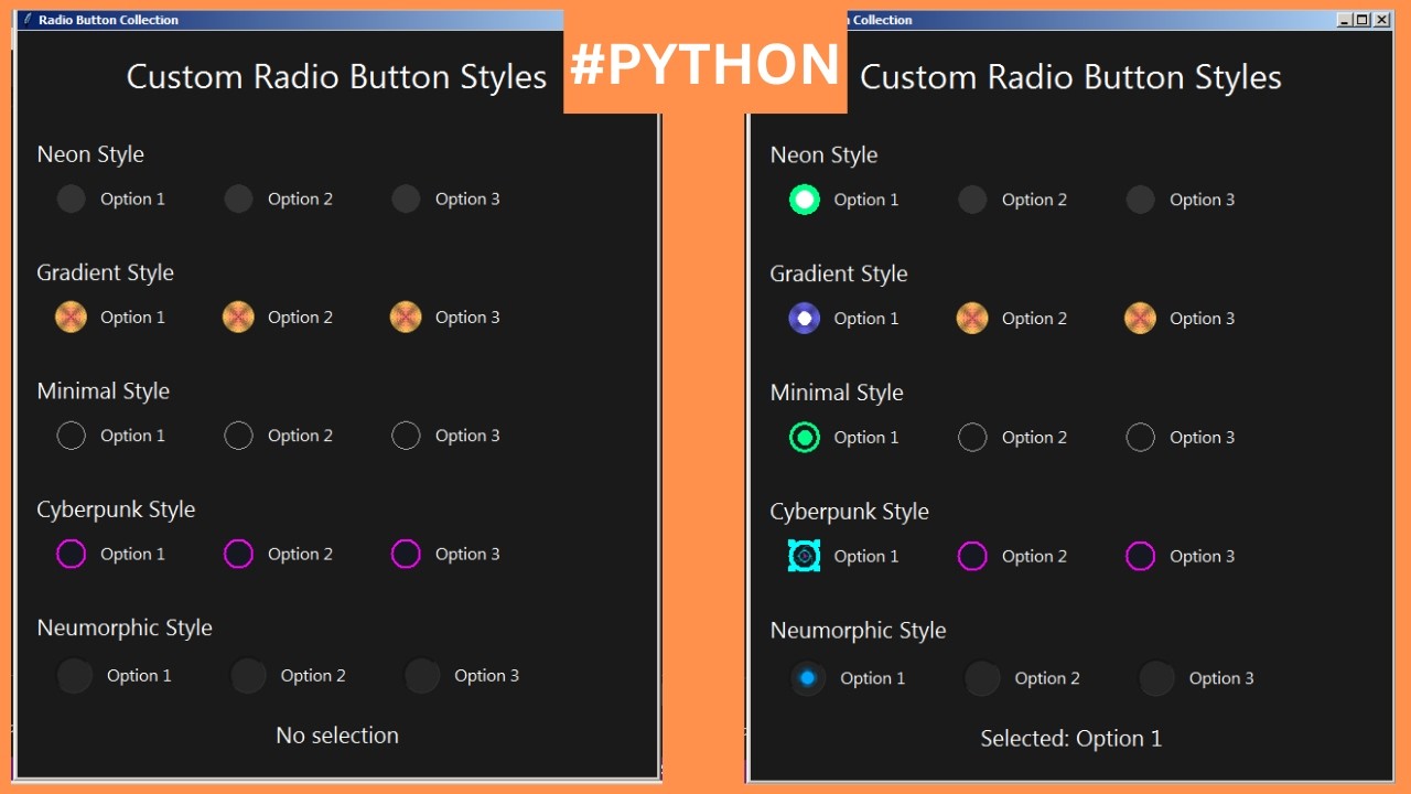 Python: How to Create 5 Custom Radio Buttons in Python Tkinter [ With Source Code ]