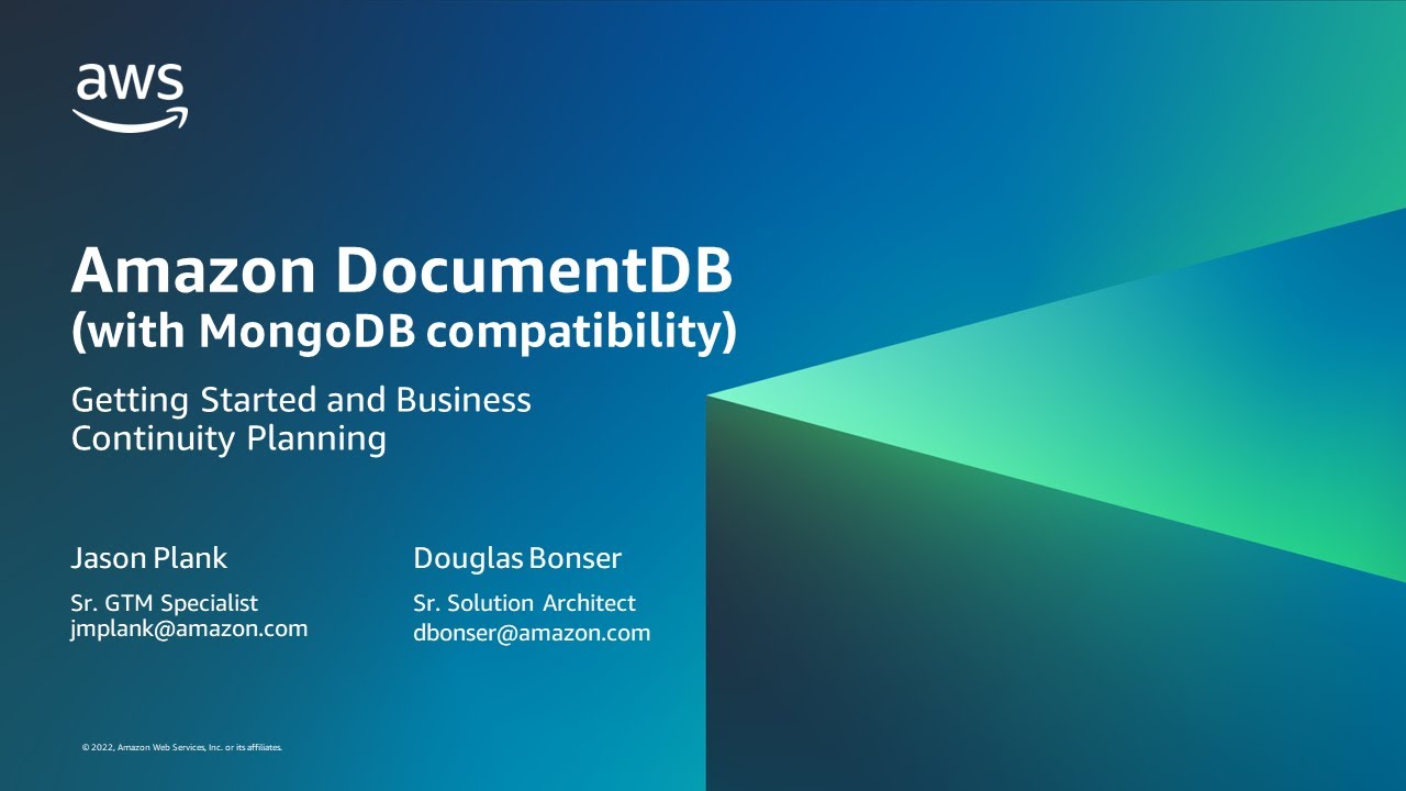 Amazon DocumentDB: Getting Started and Business Continuity Planning - AWS Virtual Workshop