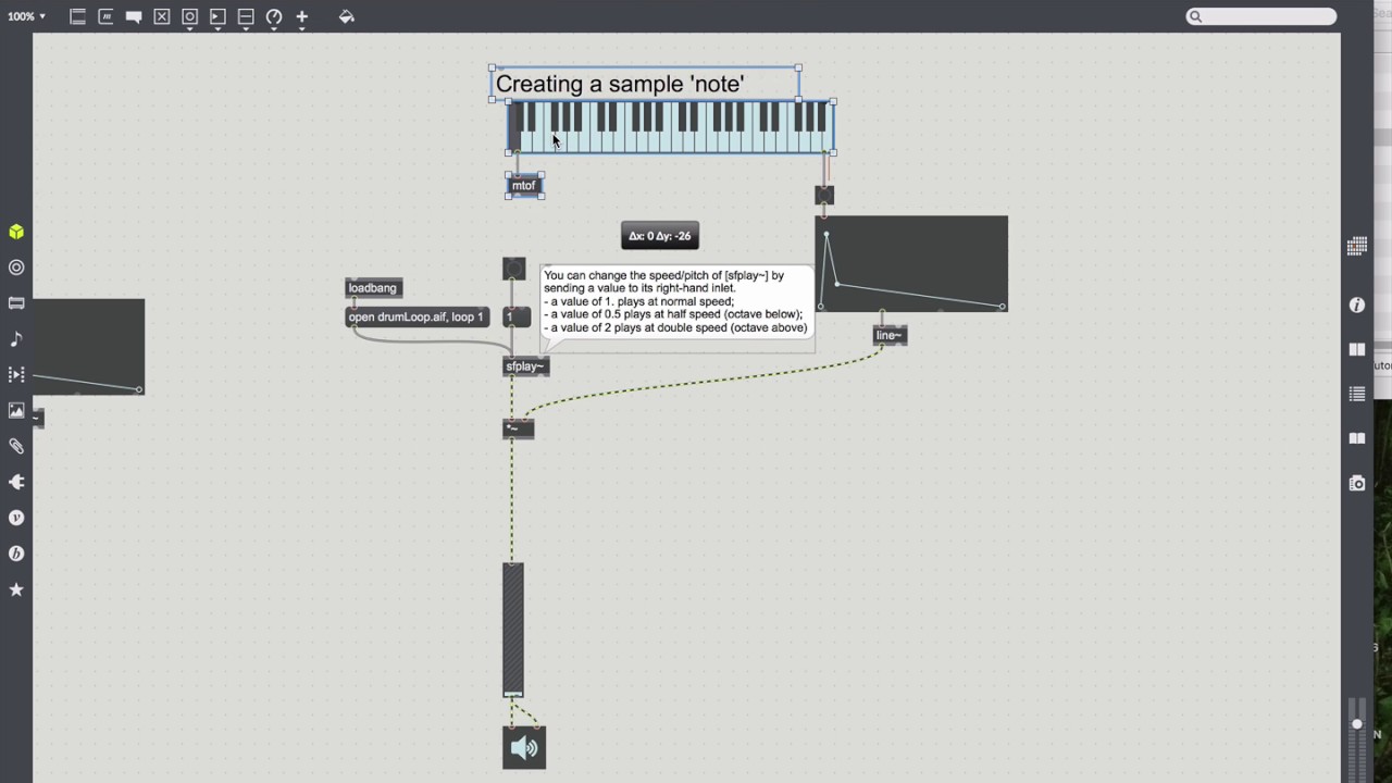 Max 7 Tutorials: 6.3 Basic Sampling—simple keyboard sampler using [sfplay]~