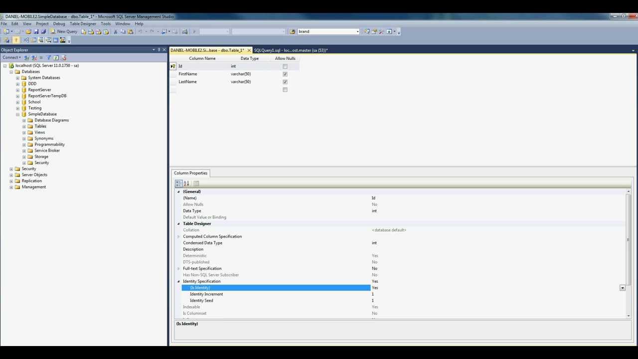 MSSQL 2012 - How to create simple database