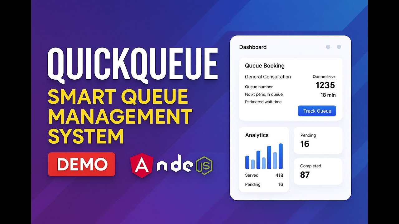 QuickQueue | Smart Queue Management System Demo | Full-Stack Project (Angular + Node.js + MongoDB)