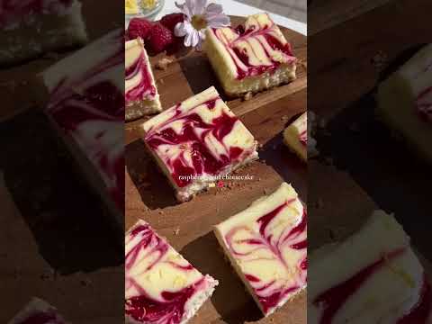 Raspberry swirl lemon cheesecake bars π #cheesecake #raspberrycheesecake