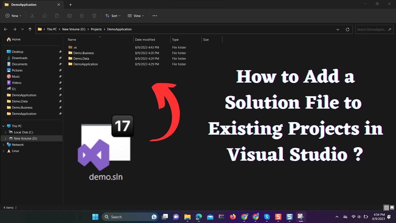 How to Add a Solution File to Existing Projects in Visual Studio ?