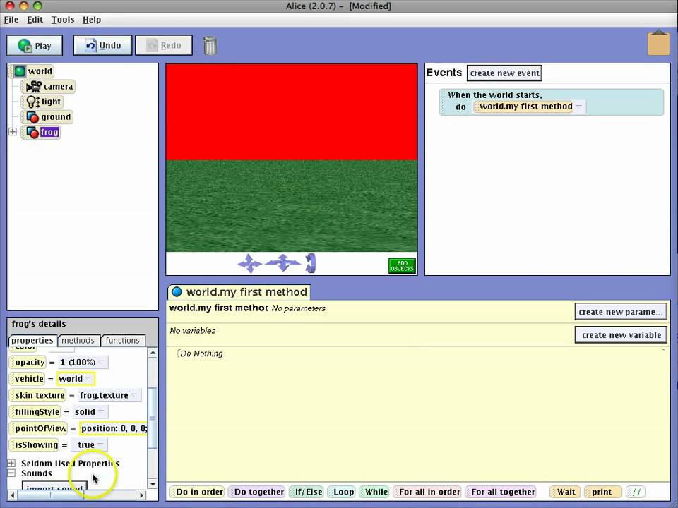 Programming with Alice  - Properties