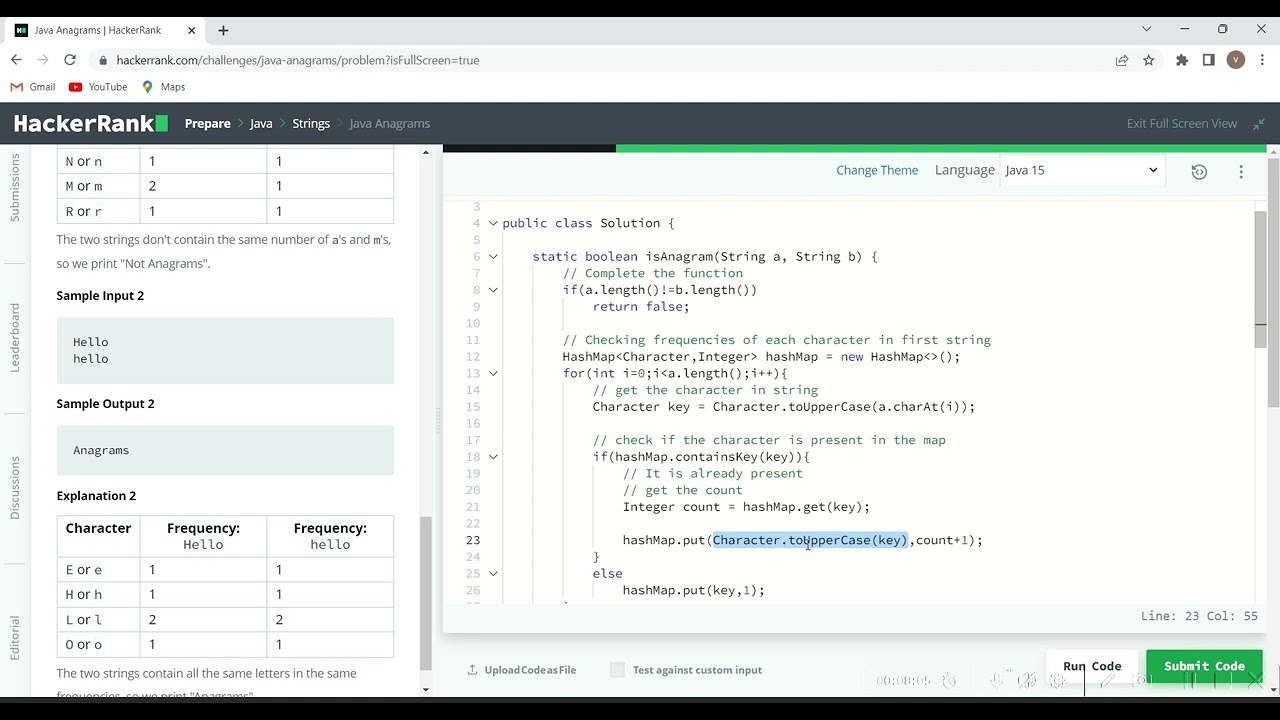 HackerRank Problem Solution 4 - Anagrams