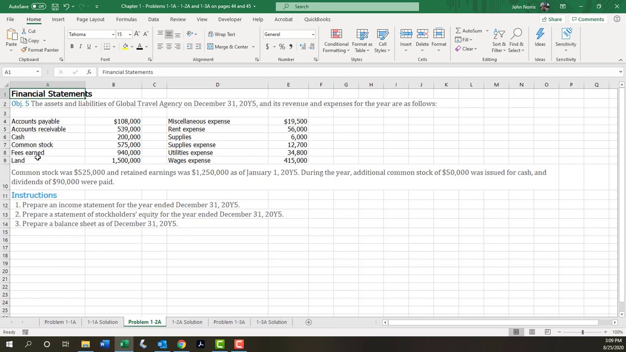 ACCT2311   Chapter 1   Problem 1 2A