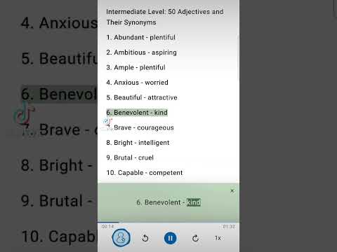 Intermediate Level: 50 Adjectives and Their Synonyms (1)