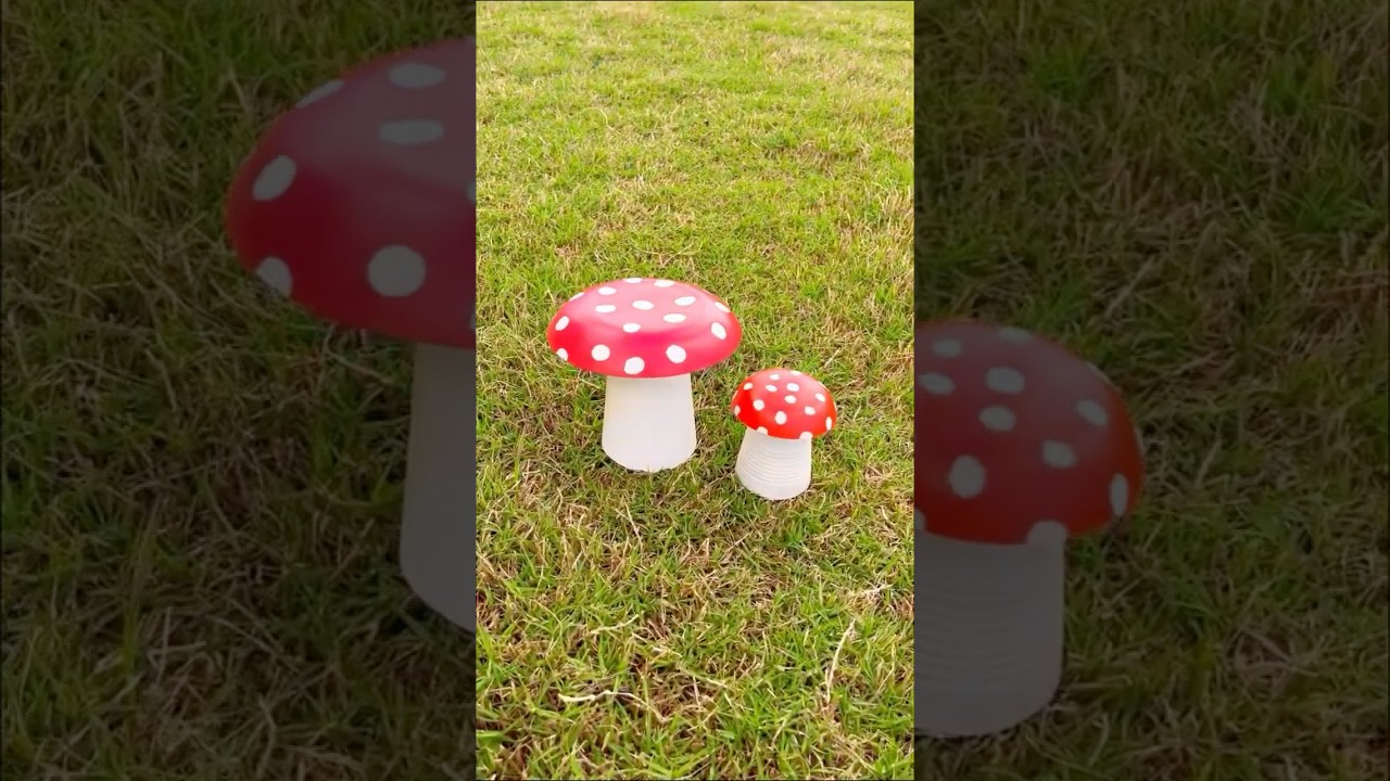 DIY cement mushrooms 🍄#diy #cementcrafts #gardendecor