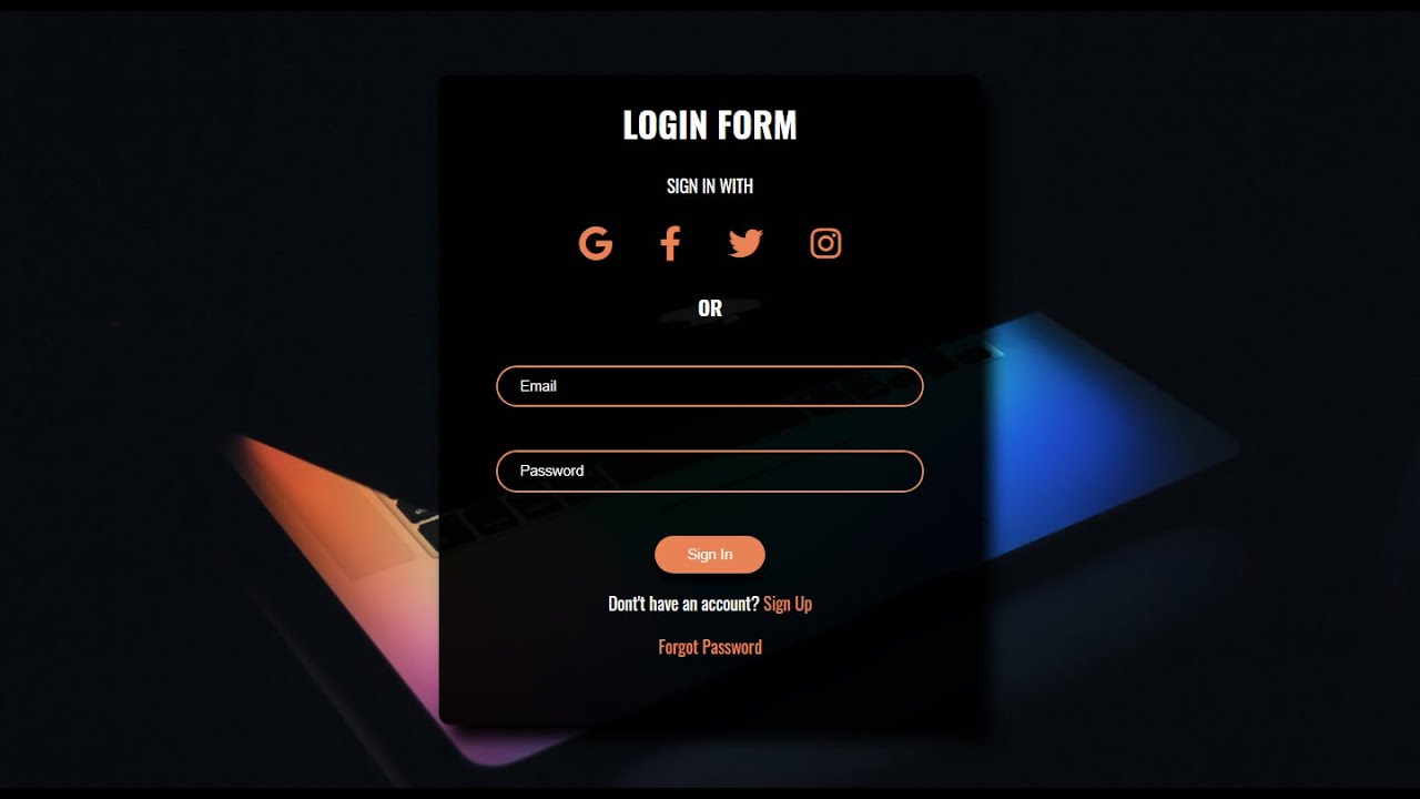 Login Page Design In HTML and CSS | Responsive Login Form Tutorial