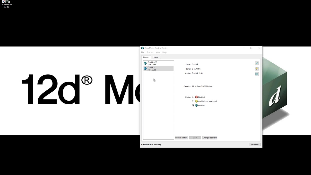 CodeMeter WebAdmin (Installing and Configuring 12d Model)