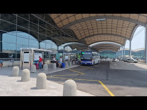 Where to get the bus from Alicante Airport to Benidorm. €10. Modern coaches with Air Conditioning.