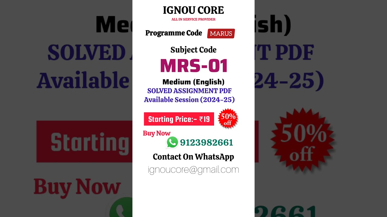 MRS 01 Solved Assignment PDF 2024-25 in English, MARUS program MRS-01 Solved assignments