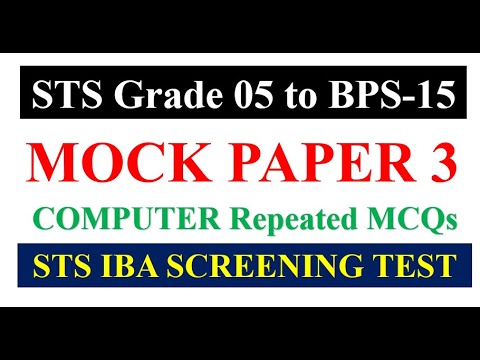 MOCK PAPER 3 Computer MCQs STS Matriculation Test Preparation | Grade 05 to BPS-15 Test Preparation