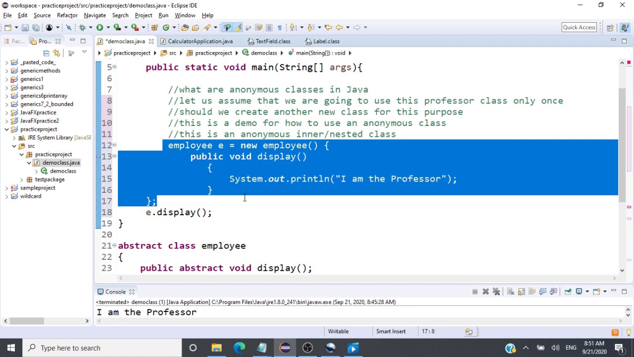 Anonymous Class in Java - Java Programming - CSE1007