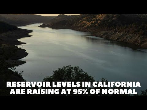 Reservoir levels in California are raising at 95% of normal