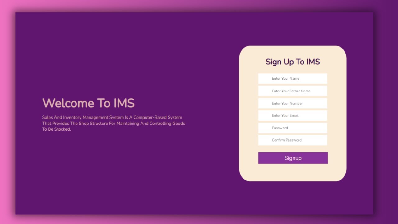 Inventory Management System Login and Signup page
