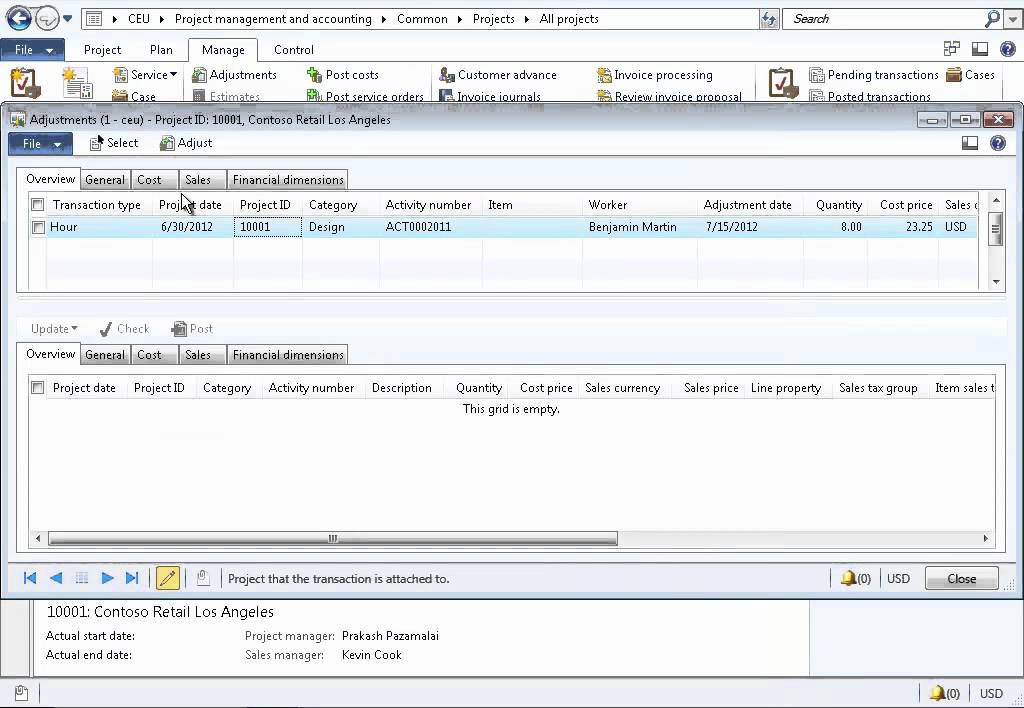 Dynamics AX 2012 - Project Transaction Adjustments