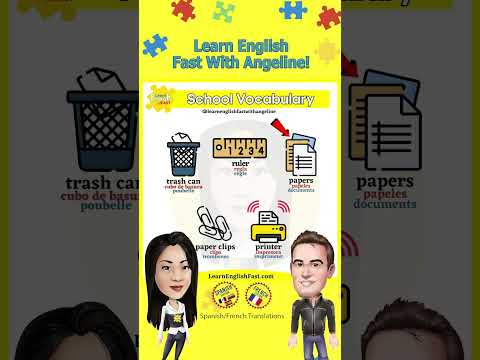 English vocabulary french and spanish translations school and office supplies! Learn English Fast!
