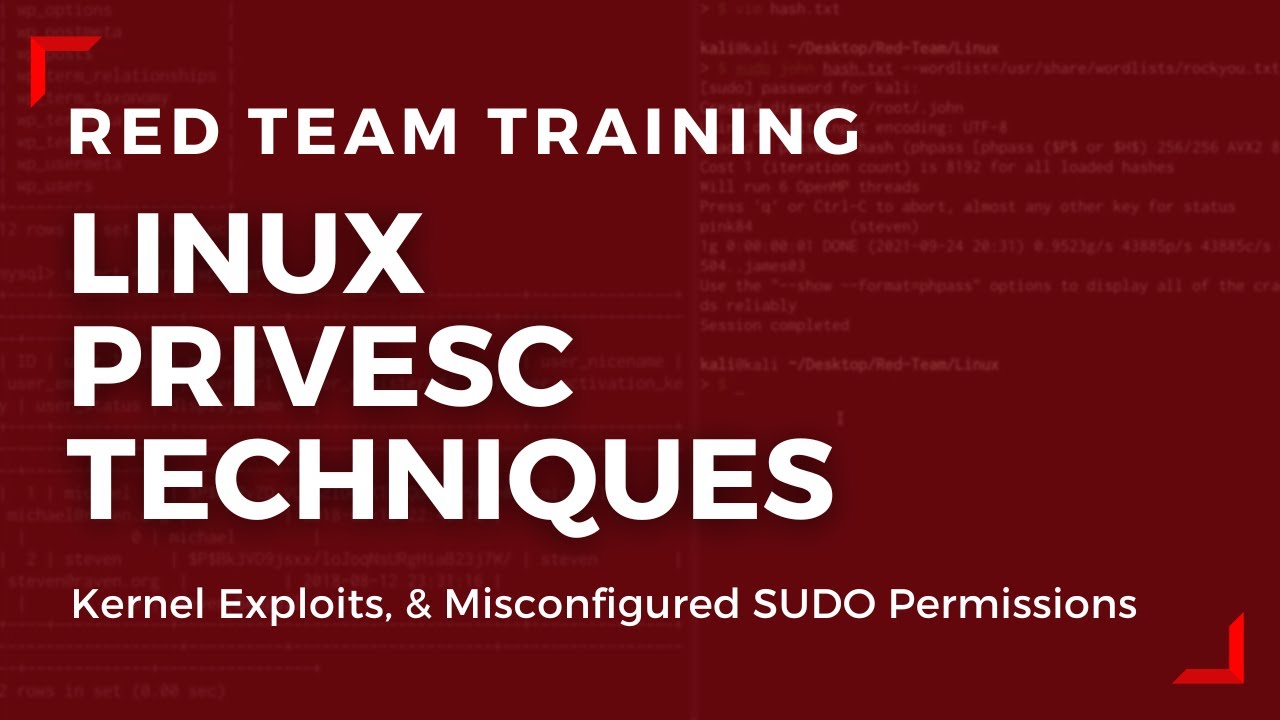 Linux Red Team Privilege Escalation Techniques - Kernel Exploits & SUDO Permissions